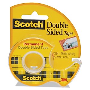 Scotch 136 Double-Sided Tape,w/Dispenser,Permanent,1/2-Inch x250-Inch,CL