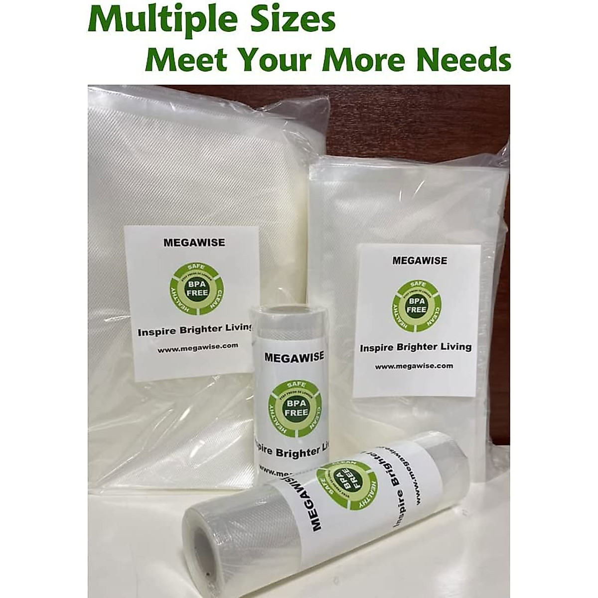 MEGAWISE Vacuum Sealer Bags 6''x 20 feet for MEGAWISE, Food Saver, Seal a Meal, Weston. FOOD Grade, BPA Free, Heavy Duty, Great for vac storage, Meal Prep or Sous Vide