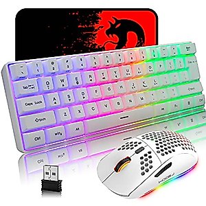L500 Wireless Gaming Keyboard and Mouse Combo, 2200mAh Mini 61 Keys Mechanical Feeling Keyboard with Bluetooth 5.1&2.4G Wireless Dual Modes,RGB Backlit Wireless Lightweight Gaming Mouse for PC/Gamer