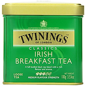 Twinings Irish Breakfast Loose Tea, Pack of 6, 3.53 Ounce Tins, Smooth, Flavourful, Robust Black Tea Leaves, Caffeinated
