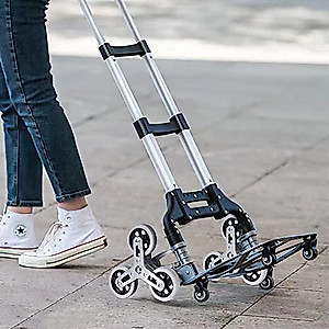 Stair Climber Cart Hand Truck with Wheels, Shopping Folding Grocery Cart, Aluminum Alloy Folding Hand Truck Trolley for Luggage Package Delivery