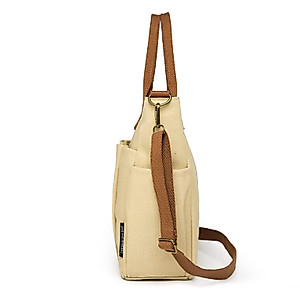 Tote Bag for Women Crossbody Canvas Tote Bag Traveler Handbag Zipper Canvas Tote Bag (khaki)