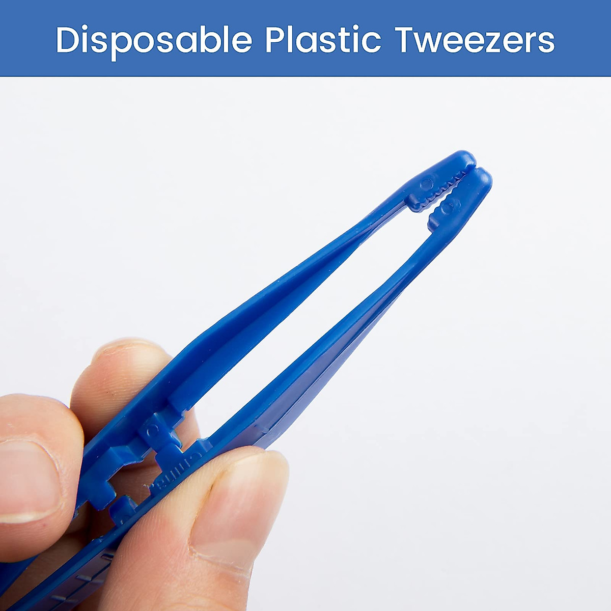 MEABEN 100 Pcs Plastic Craft Disposable Tweezers, Bulk Priced Blue Forceps Tapered Tweezers, Handmake Fuse Beads Manual DIY Tool Handmade Crafts Kit Accessories for DIY Art Crafts