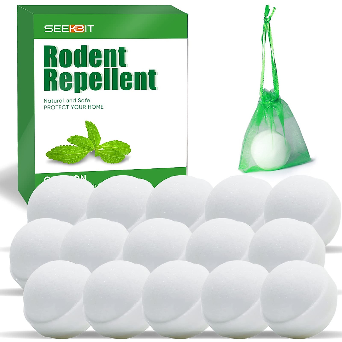SEEKBIT 15 Pack White Rodent Repellent Peppermint Oil to Repels Mice and Rats Spider and Other Rodents, Rat Repellent for Home Garages RV Closets Trucks Car Engines, Mouse Deterrent for Keep Mice Out