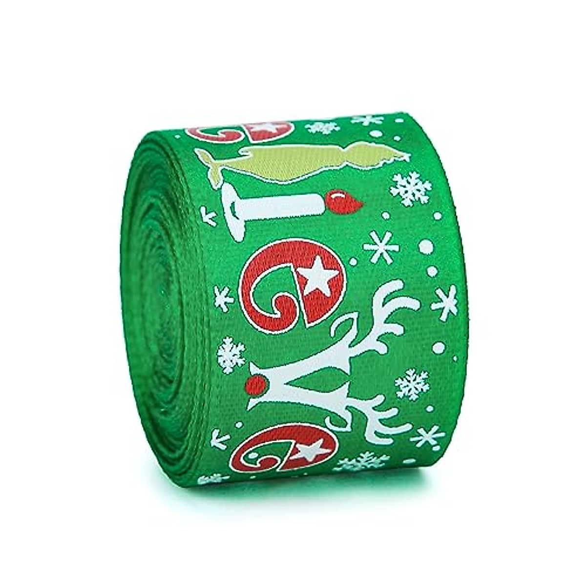Meseey Red Green Ribbon 10 Rolls Total 50 Yards Christmas Craft Satin Ribbon Funny Cartoon Character Gift Wrapping Ribbon Decorative Ribbon for Xmas Tree Wreath Bows DIY Craft Decoration (Christmas)