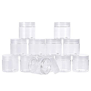 BENECREAT 20 Pack 2oz PET Plastic Round Container Jars with Clear Lids and and Leakproof Gasket for Beads, Crafts, Body Scrub Creams