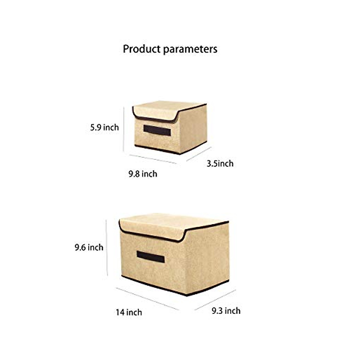Fabric storage box with Lids 4 pieces beige Fabric Foldable Storage Box Bin with Lids Collapsible Clothes Storage Box Bin Dust proof Closet Storage Box