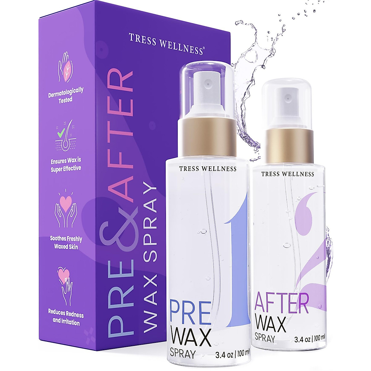 Tress Wellness Pre Wax Cleanser and After Wax Care - Pre Wax Spray and After Wax Spray - After wax oil Prewax Treatment Spray - After Wax Treatment Post Wax Oil Wax Remover for Skin Post Wax Care