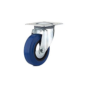 Richelieu Hardware F08335 Industrial Blue Elastic Rubber Caster - Swivel - 3 15/16" Wheel Diameter, x 1 3/8" x 5 1/8"