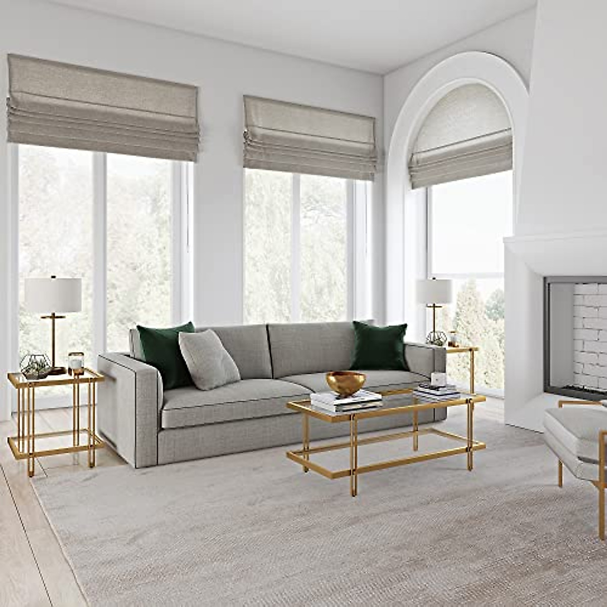 Henn&Hart 45" Wide Rectangular Coffee Table in Brass, Modern coffee tables for living room, studio apartment essentials