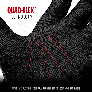 Franklin Sports Adult MLB Pro Classic Batting Gloves, Large, Pair, Black/Gold