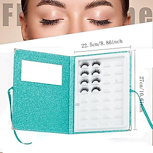 16 Paris Eyelash Storage Book Portable Eyelash Organizer Holder Case Make Up Display Catalog Lash Container Box Glitter Cover Lash Empty Case (Green)