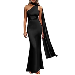 PRETTYGARDEN Women's Maxi Satin Dress Sleeveless Halter Neck Backless Long Formal Evening Cocktail Dresses (Black,Small)