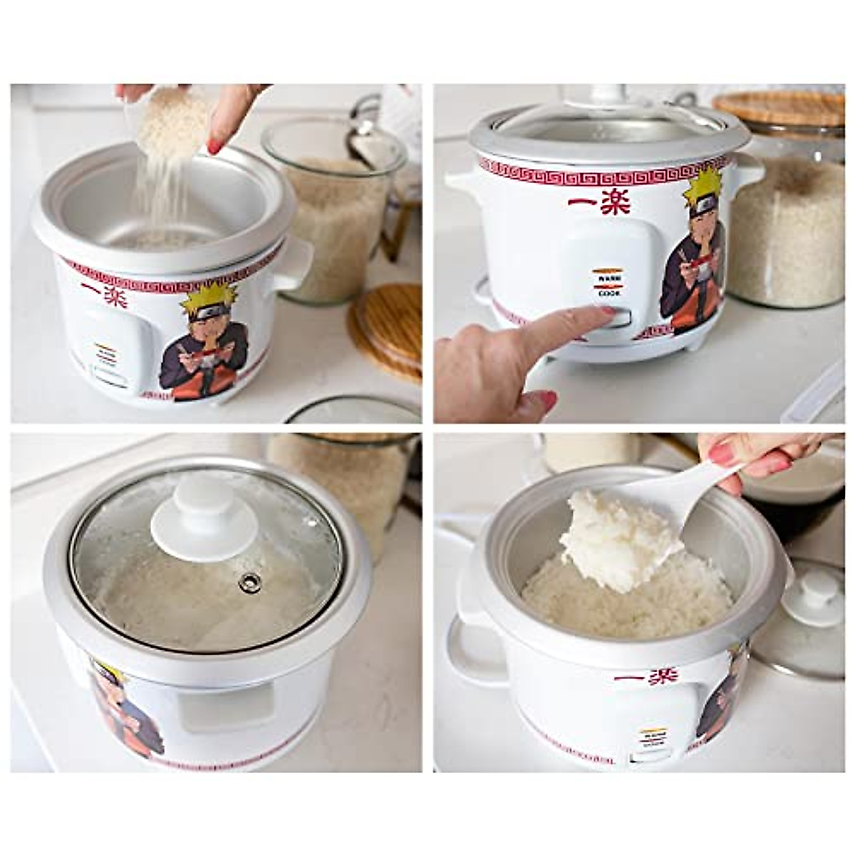 Naruto Shippuden Ichiraku Ramen Automatic Rice Cooker & Warmer | Food Steamer for White and Brown Rice, Quinoa | Anime Manga Gifts and Collectibles | Holds 24 Ounces