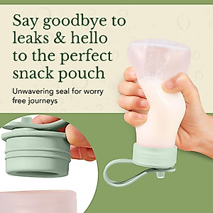 Renew Rations Silicone Reusable Pouches for Toddlers, Refillable BPA-Free Baby Food Pouches, Freezer & Dishwasher Safe - Ideal for Baby Food Puree, Applesauce & Smoothies 240 ml / 8 oz - Pack of 2