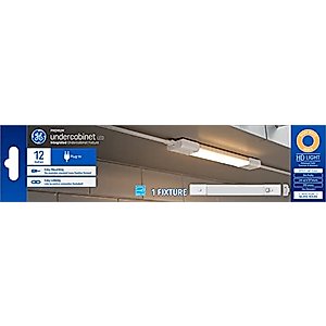 GE LED Undercabinet Light Fixture, Linkable Integrated Plug-In Light Fixture, Warm White, 12 Inches
