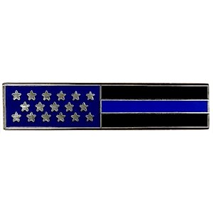 U.S. Flag Lapel Pin, Enameled & Plated, 2 Clutch Backs, 1-3/4x3/8" Regular/Clutch Back Blue Line 1-3/4 x 3/8"