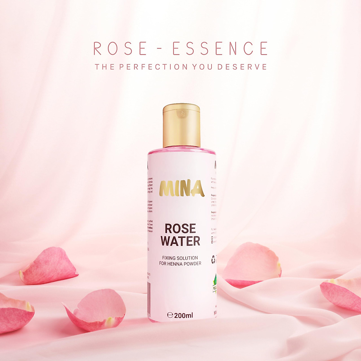 Mina Rose Water Facial Toner And Eyebrow Henna Tint Fixing Solution| Calming & Soothing, Suitable For All Skin Types | Organic, Refreshing Natural Rose Water | 200ml