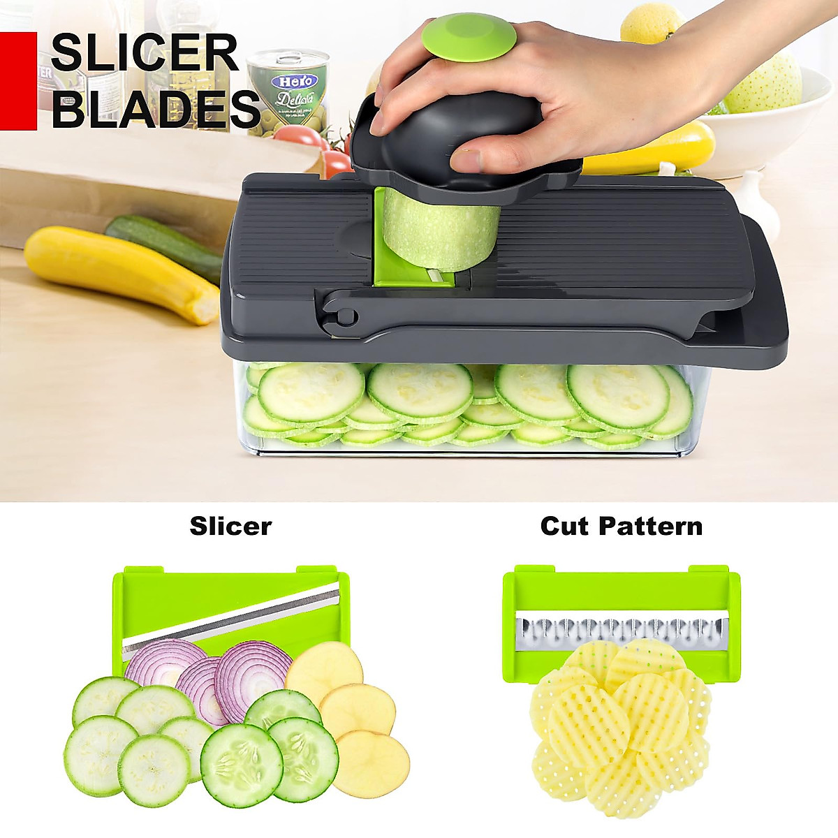 Vegetable Chopper,Food Chopper,Pro 12 in1 Multifunctional Onion Chopper,Veggie Chopper,Vegetable Chopper With Container,Vegetable Slicer Dicer Cutter,Mandoline Slicer,Salad,Garlic Chopper