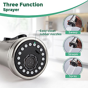 KPAIDA Touchless Kitchen Faucet with Pull Down Sprayer, Brushed Nickel Kitchen Sink Faucet with Deck Plate, Infrared Motion Sensor Smart Stainless Steel Single Handle High Arc Faucet for Kitchen Sink