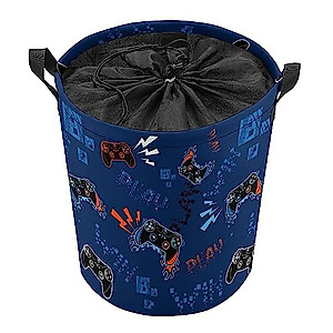LynaRei Laundry Hamper Game Joystick Dirty Clothes Storage Basket Gamer Doodle Collapsible Waterproof Toy Organizer for Boys And Girls Bedrooms, Bathroom