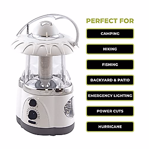 Northpoint Multifunctional Radio Camping Lantern, Battery Powered, LED Lantern, Tent Light, Perfect Lantern Flashlight for Hurricane, Emergency, Survival Kits, Hiking, Fishing, Home Decor , White, 10"x6"x6"