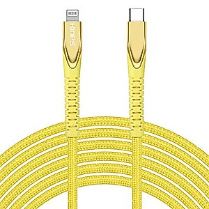 KINPS MFI Certified (10ft/3m) USB C to Lightning Fast Charging Cable Compatible with iPhone 12 Pro Max/12 Pro/12/11Pro/11 Pro Max/X/XS, Supports Power Delivery(for Use with Type C Chargers), Yellow