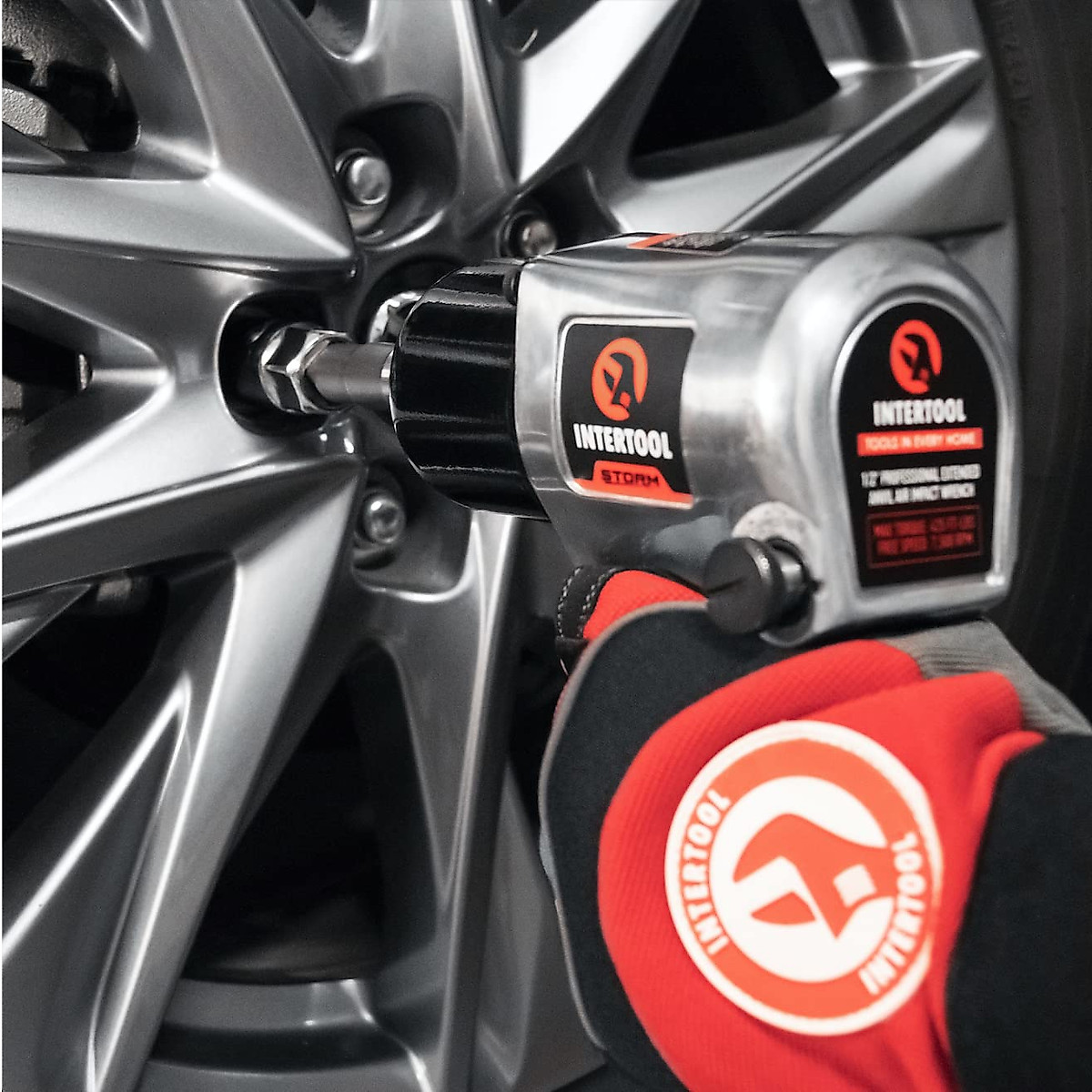 INTERTOOL Air Impact Wrench, 1/2-Inch Square Drive, 3” Extended Anvil, Truck & Car Tires, Auto & Construction Repair PT08-1103