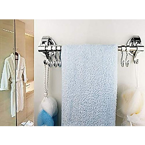 iRomic Suction Cup Hook Rack Bar Rail Hanger Shower Utensil Hook Hooks Organizer for Kitchen Utensils and Bathroom Accessories Towel,Wreath, Loofah,Bathrobe.