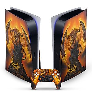 Head Case Designs Officially Licensed Ed Beard Jr Harbinger Of Fire Dragons Vinyl Faceplate Sticker Gaming Skin Decal Compatible With Sony PlayStation 5 PS5 Disc Edition Console & DualSense Controller