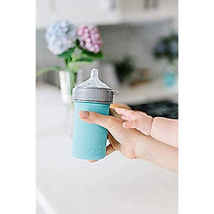 Mason Bottle Silicone Baby Bottle: Includes Silicone Nipple (Medium Flow Nipple for 3+ Months), Plastic Ring + Cap, 8 Ounce Silicone Bottle, BPA Free, Non-Toxic 100% Made in USA (1 Count)