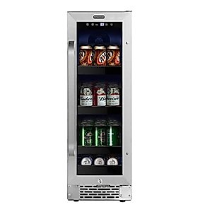 Whynter BBR-638SB Stainless Steel 12 inch Built Undercounter Beverage Refrigerator with Reversible Door, Digital Control, Lock and Carbon Filter, 60-Can