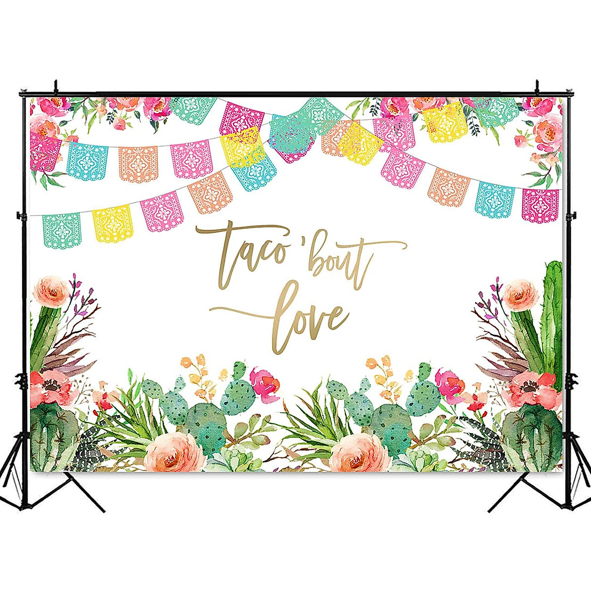 Mocsicka Taco Bout Love Backdrop Mexican Fiesta Theme Bridal Shower Party Decoration Bachelorette Wedding Engagement Photo Background (7x5ft (82x60 inch))
