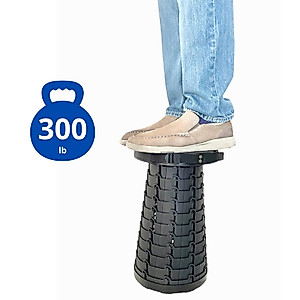 Mini-Max Stool 17.7-Inch Grey and Black Plastic Adjustable Height Retractable Camping Stool with Carrying Strap