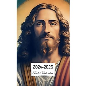 Pocket Calendar 2024-2026: Two-Year Monthly Planner for Purse , 36 Months from January 2024 to December 2026 | Jesus | Planet earth