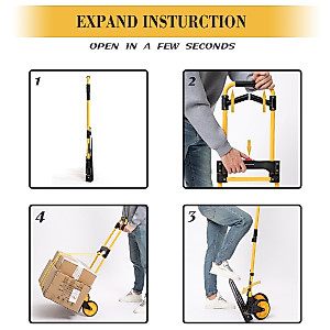 INNOCEDEAR Folding Hand Truck and Dolly,380 lb Capacity Portable Cart with Telescoping Handle and Rubber Wheels for Moving,Shopping,Travel,Office Use