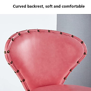 PU Office Computer Chair Desk Chair Round Stool with Backrest Swivel Hydraulic Gas Lift Height Adjustable for Home Bedrooms(Color:Red)