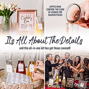 PRESTIGE Mimosa Bar Kit - Glass Carafe with Lids 27oz & Brunch Decor, Mimosa Pitcher w/Plastic Carafe Lid, Bubbly Juice Carafes for Mimosa Bar Supplies, Baby Bridal Shower (Mimosa Set (3 Carafes))