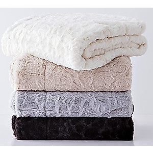 Artisan 34 Extra Warm and Cozy Faux Fur Throw Blanket- Bed & Couch Fuzzy and Fluffy Super Soft Reversible Taupe Throw Blanket for Home Décor- Double Sided, Ultra Soft Throw Blanket- 50 x 60 Taupe