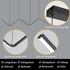 Matven Island Lights, Linear Pendant Light LED Dimmable Hanging Light Fixture with Remote Control,Chandeliers for Dining Room Living Room, 3000K-6000K, 35IN