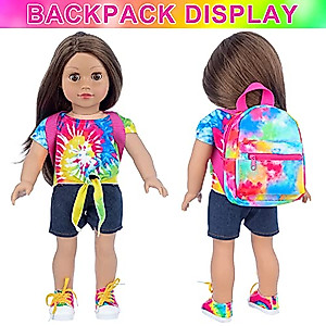18 Inch Girl Doll Clothes and Accessories School Supplies Playset with Doll School Bags, Sunglasses, Bracelet, Scissors, Eraser, Pencils, Pencil Sharpener, Notebooks, Phone, Hair Clip