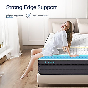 SIMARTH Queen Mattresses - 12 Inch Hybrid Queen Size Mattress in a Box, Gel Memory Foam Queen Matress with Motion Isolation and Pressure Relief, Strong Edge Support and Pocket Springs, Medium Firm