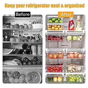 URALFA 2 Pack Fridge Drawer Organizer, Refrigerator Drawers for Fruit and Vegetable, Refrigerator Organization and Storage Box, Transparent Pull Out Drawer Fit for Fridge Shelf Under 1.1"