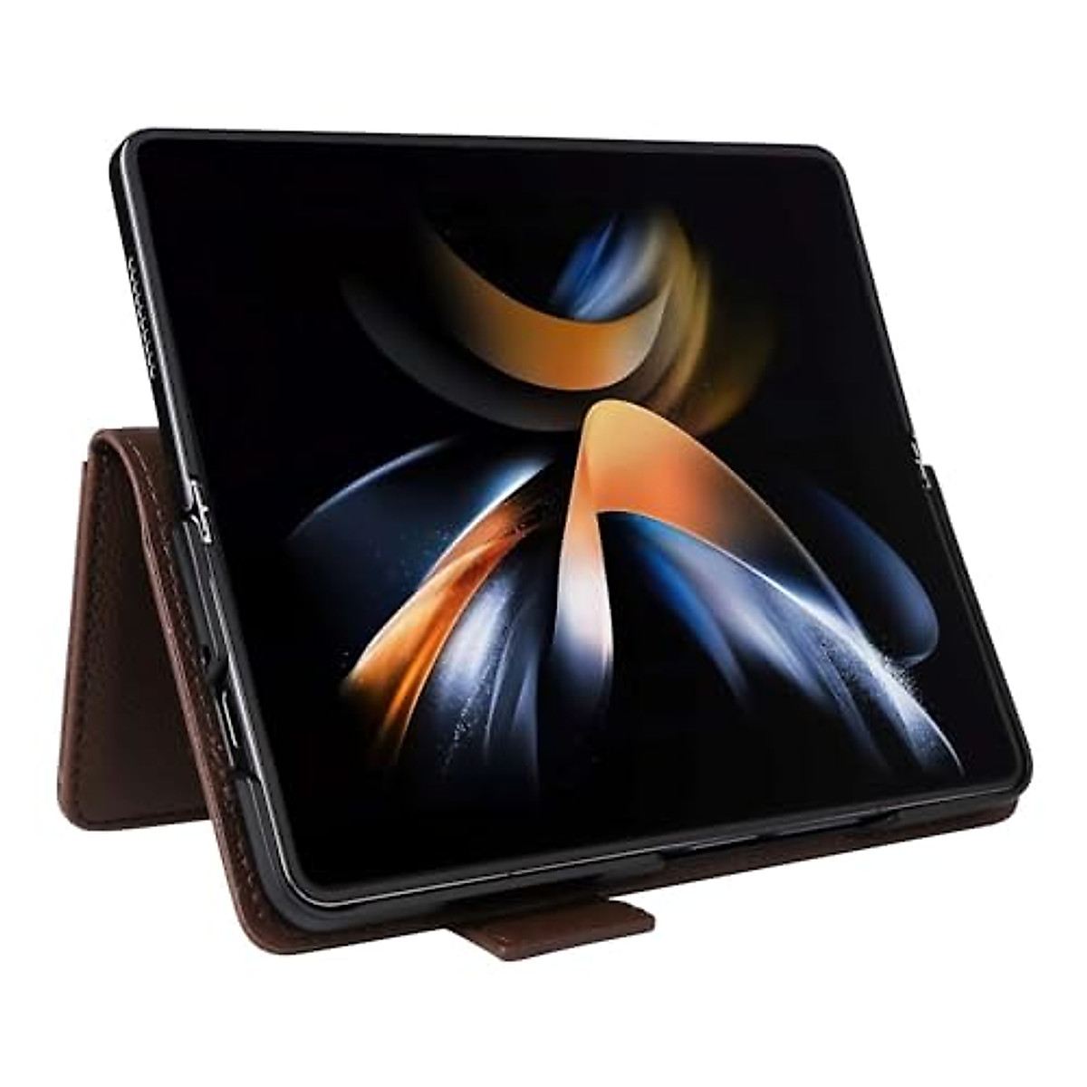 Case Compatible with Samsung Galaxy Z Fold 5,Leather Flip Case with Card Slot,Wallet Design,Standable Flip Case Brown