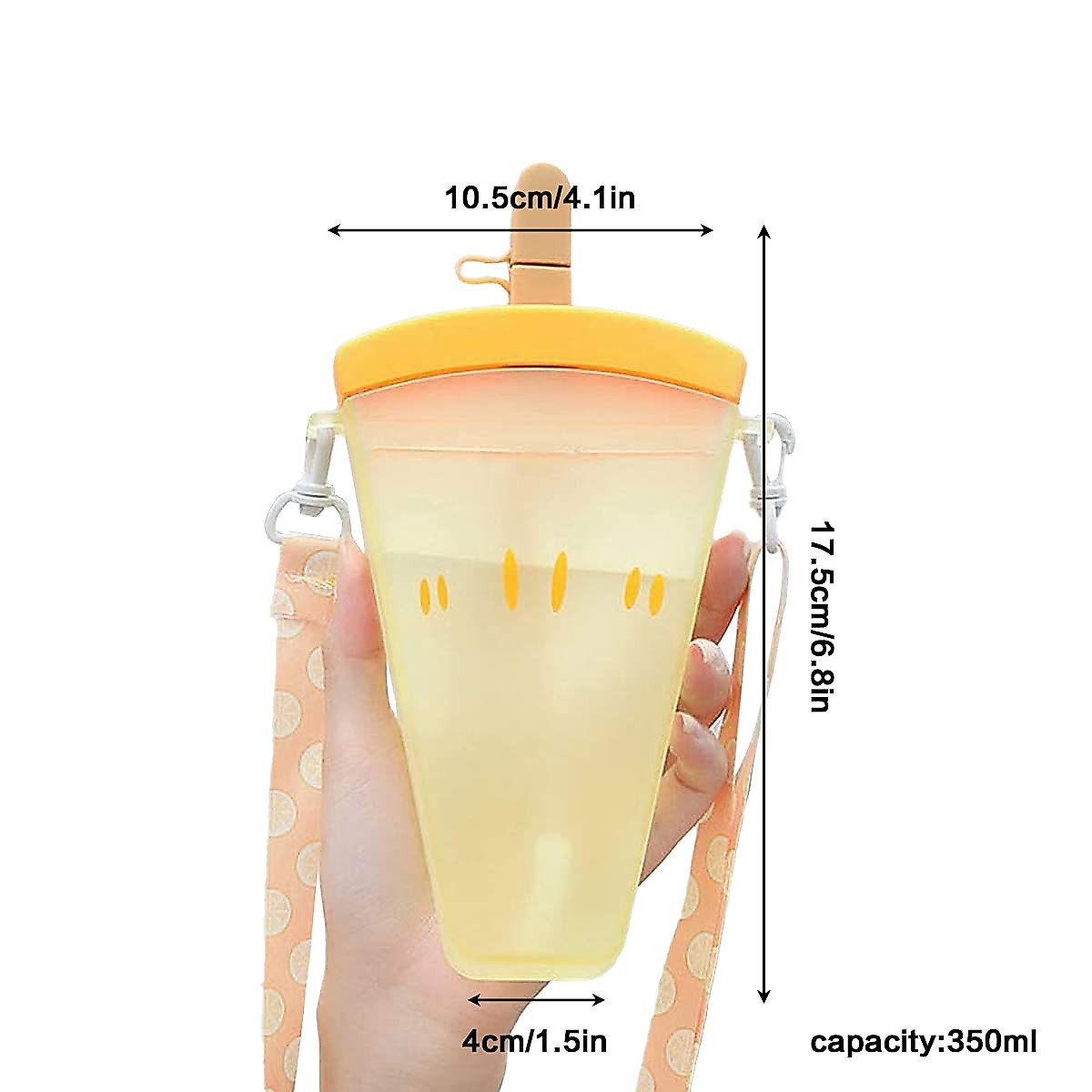 12Oz (350ML)Cute Water Bottles with Straws, Creative Kawaii Popsicle Cups, Leakproof Plastic Popsicle Bottles with Shoulder Strap, Multi-Colored Juice Drinking Bottle Suitable for Adult Children