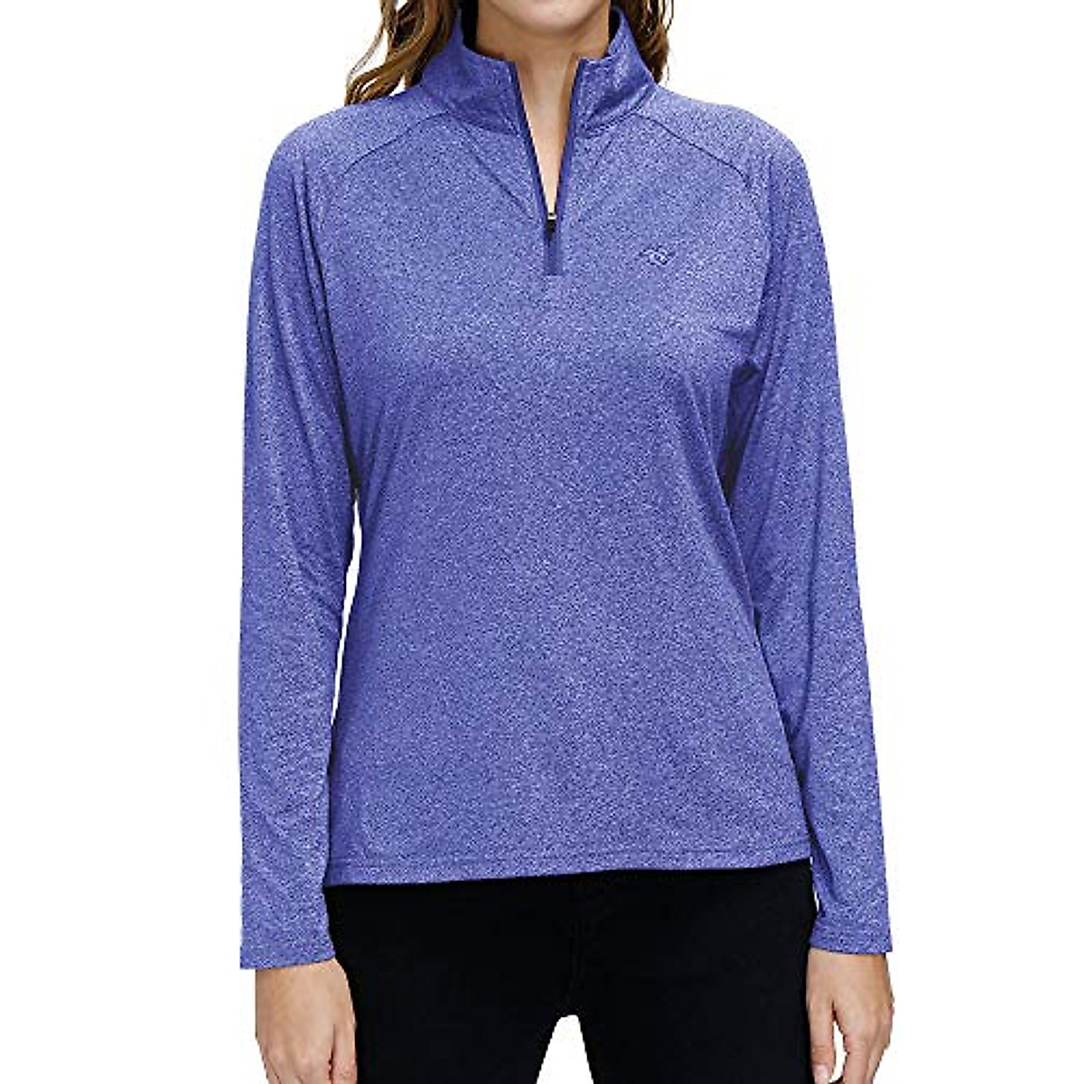 AjezMax Long Sleeve Running Shirts Womens Half Zip Pullover Athletic Workout Tops Sky Blue S