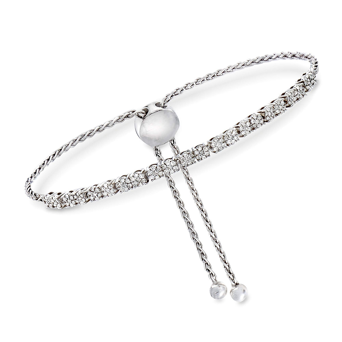 Ross-Simons 0.50 ct. t.w. Diamond Cluster Bolo Bracelet in Sterling Silver