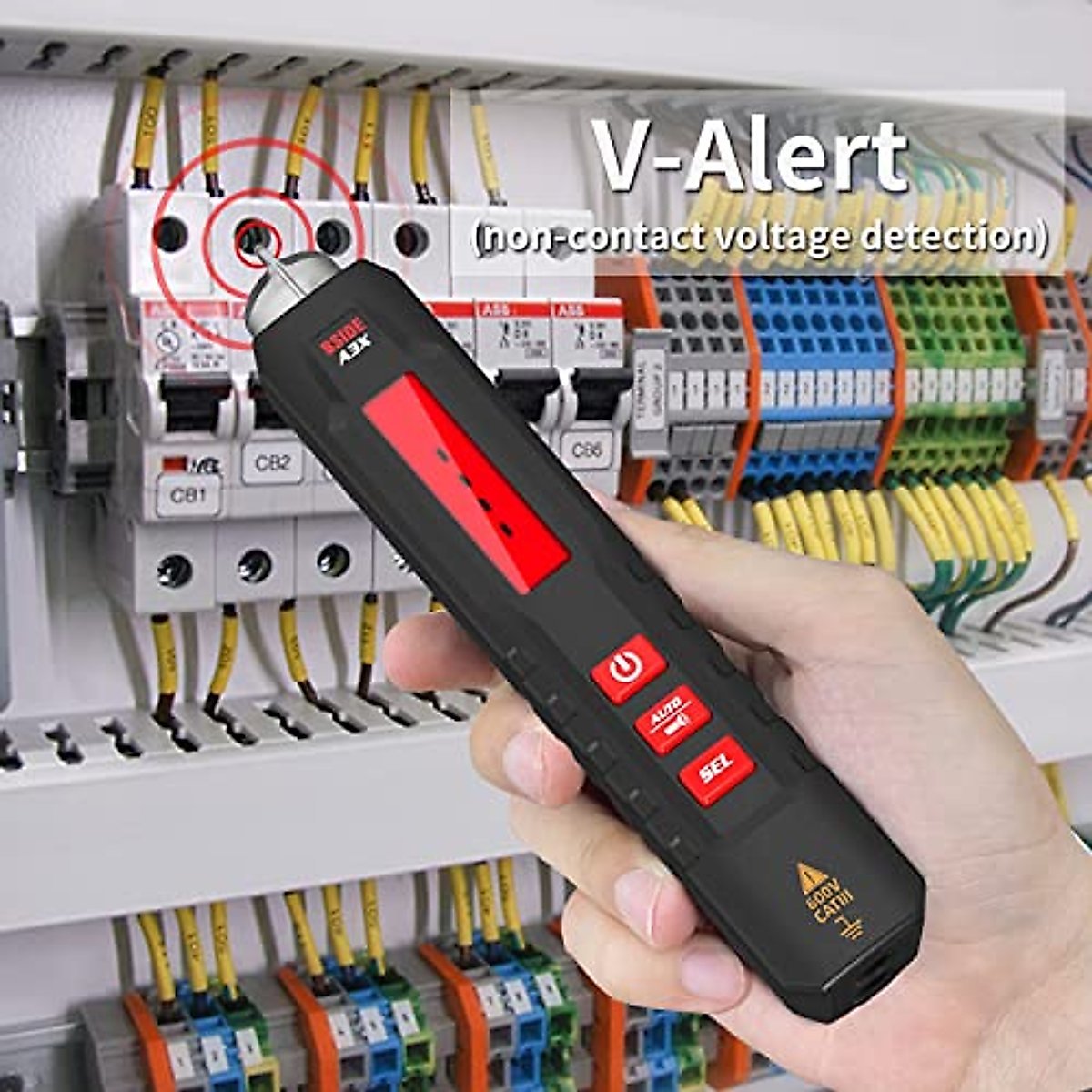 BSIDE Voltage Tester 3-Results Display Voltage Detector, Capacitance and Diode Measurement, Non-Contact AC Electricity Sensor Pen Live/Neutral Wire Check Breakpoint Locate V-Alert Tester