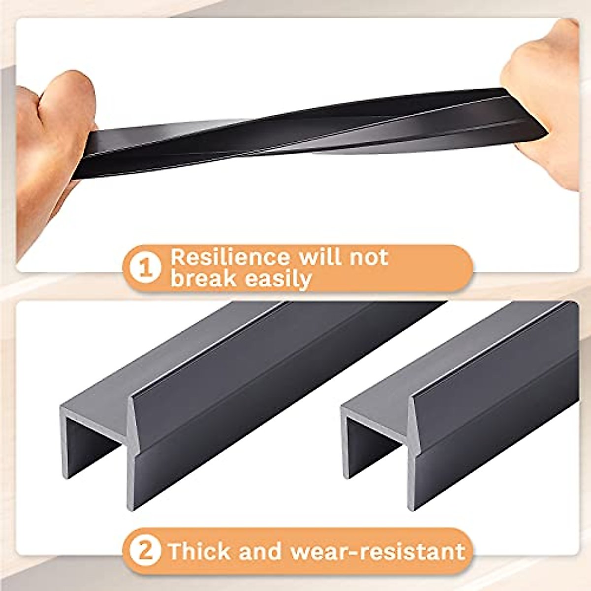 Chinco 2 Pieces PVC Drawer Hanging File Rails Black File Cabinet Rails for Hanging Files 1/2 Drawer Sides Letter Size File Storage Hanging File Organizer (16 Inch)