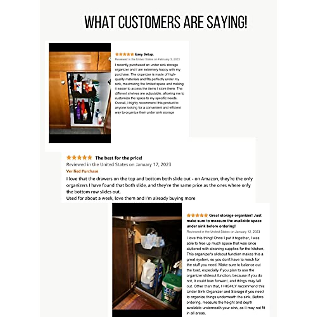 Under Sink Organizer and Storage (Top & Bottom Slide) | Bottom Fits Tall Items |2 Pack Kitchen Bathroom Sink Organizer Basket Storage with Dual Sliding Drawers - For Larger Sinks, Black